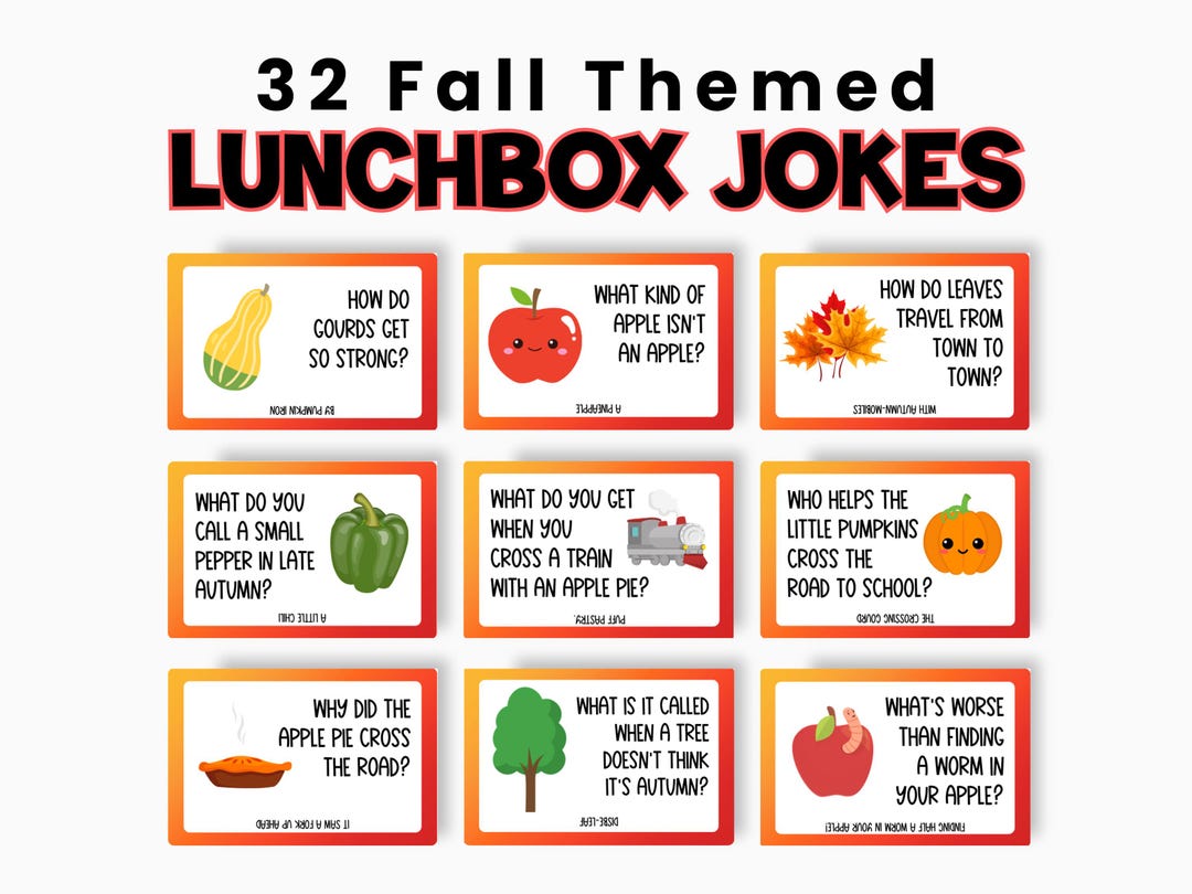 32 Fall Lunch Box Notes for Kids Printable, Kids Lunchbox Jokes, Lunch ...