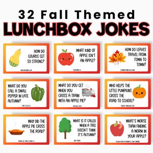 32 Fall Lunch Box Notes for Kids Printable, Kids Lunchbox Jokes, Lunch ...