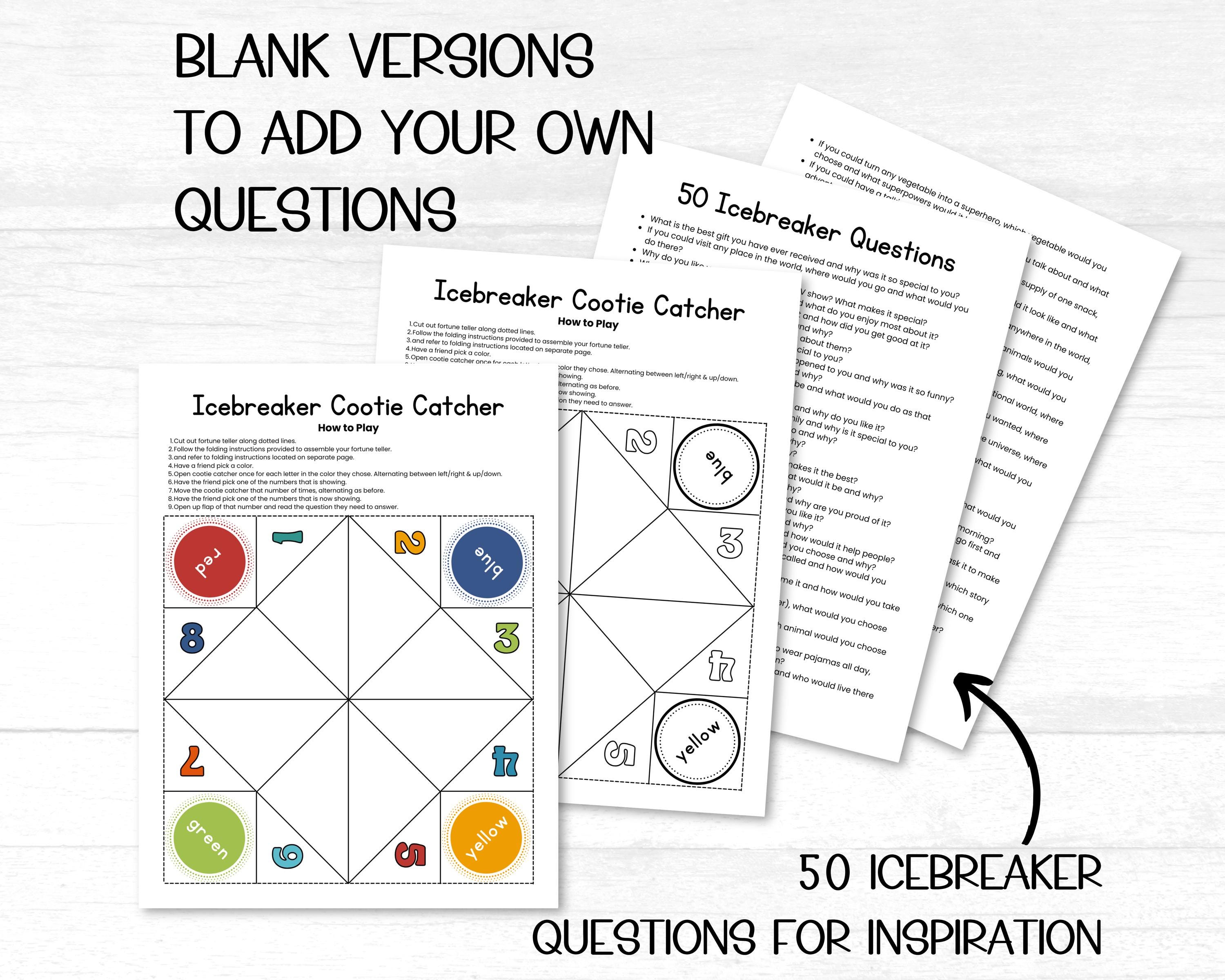 Icebreaker Cootie Catcher Game: Back to School Printable (PDF) - Etsy