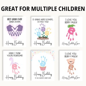 Gram Handprint Birthday Card, Happy Birthday Gram Card Toddler, Gift ...