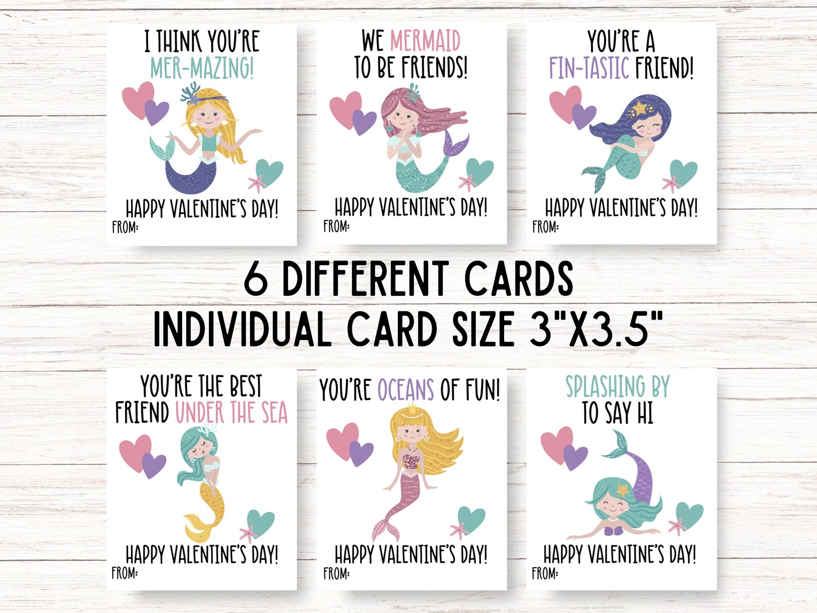 Editable Mermaid Valentines Card, Mermaid Valentine's Day Cards Girl ...