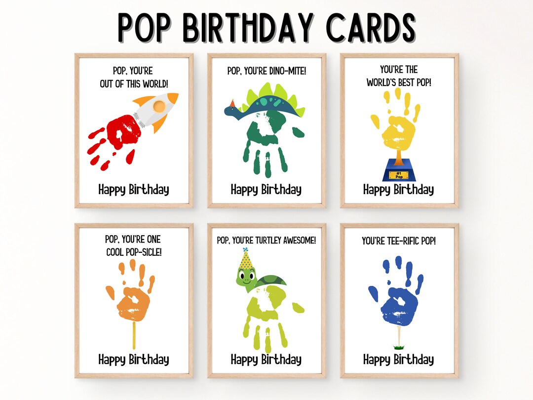Pop Handprint Birthday Card, Pop Gifts From Grandkids, Pop Birthday ...