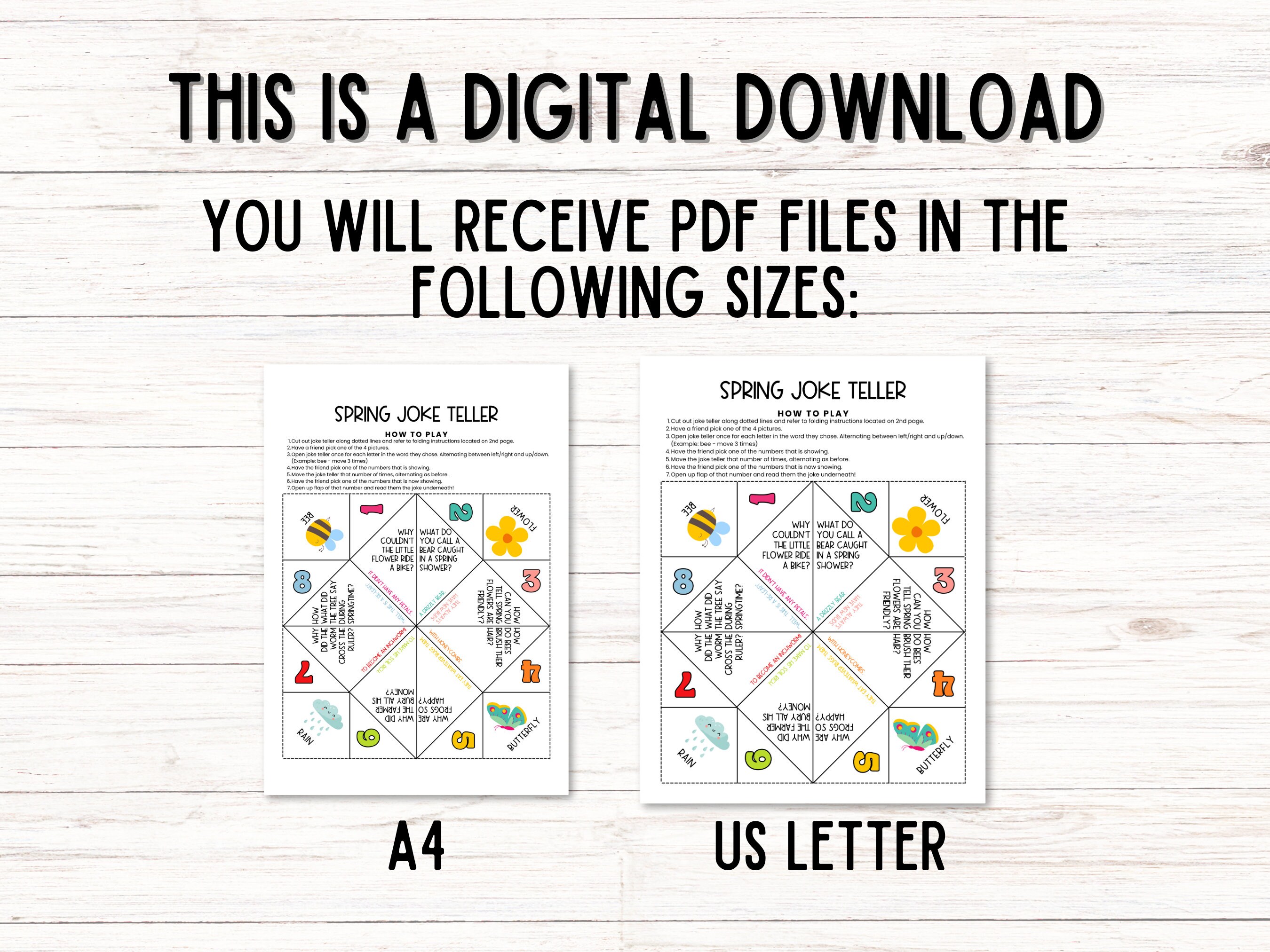 Spring Jokes for Kids, Cootie Catcher, Paper Fortune Teller, Printable ...