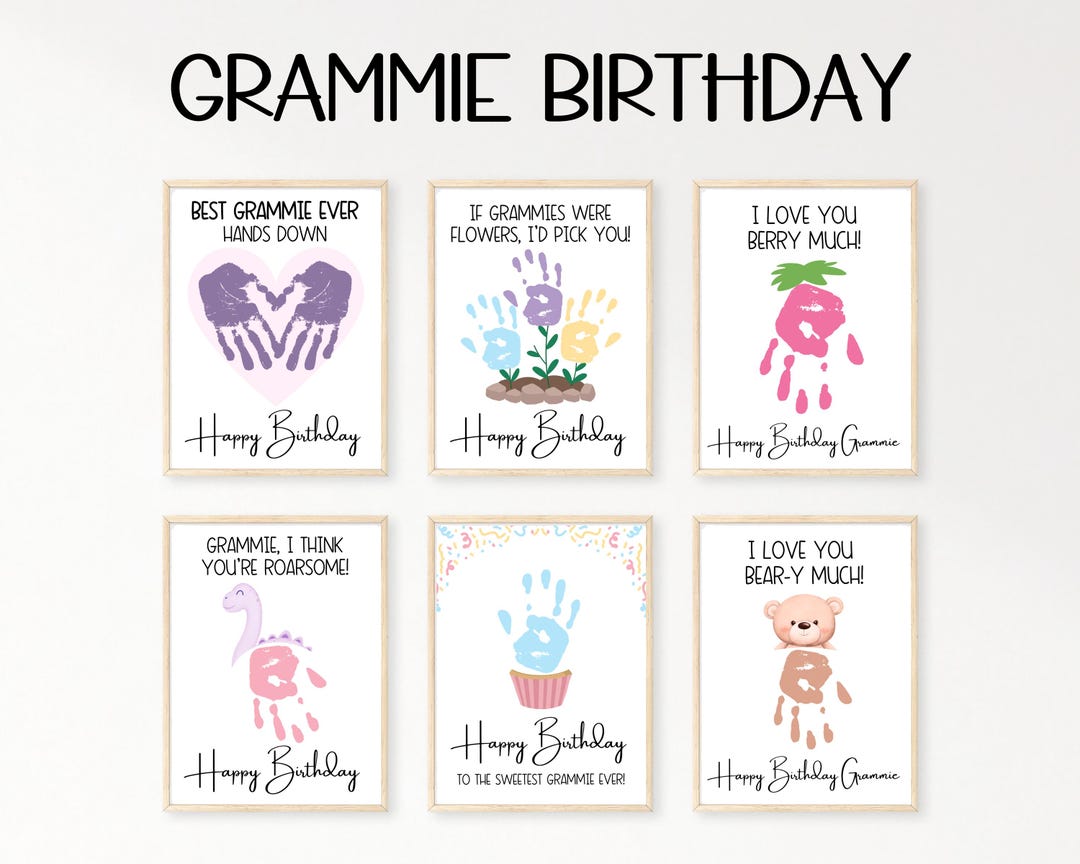 Grammie Handprint Birthday Card, Happy Birthday Grammie Card Toddler ...