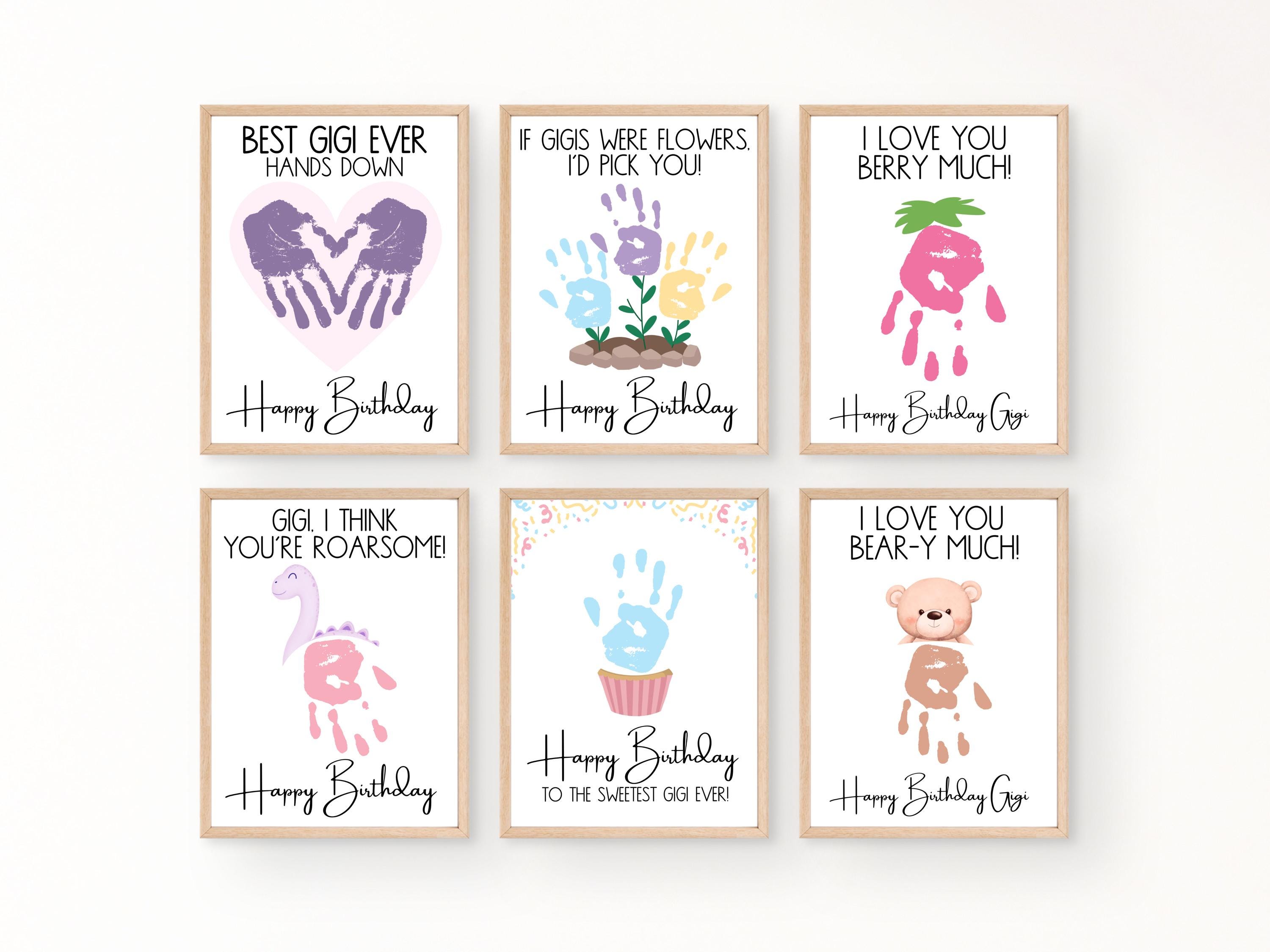 Gigi Birthday Handprint Card Set: Grandkids Gift (PDF Download, 6 ...