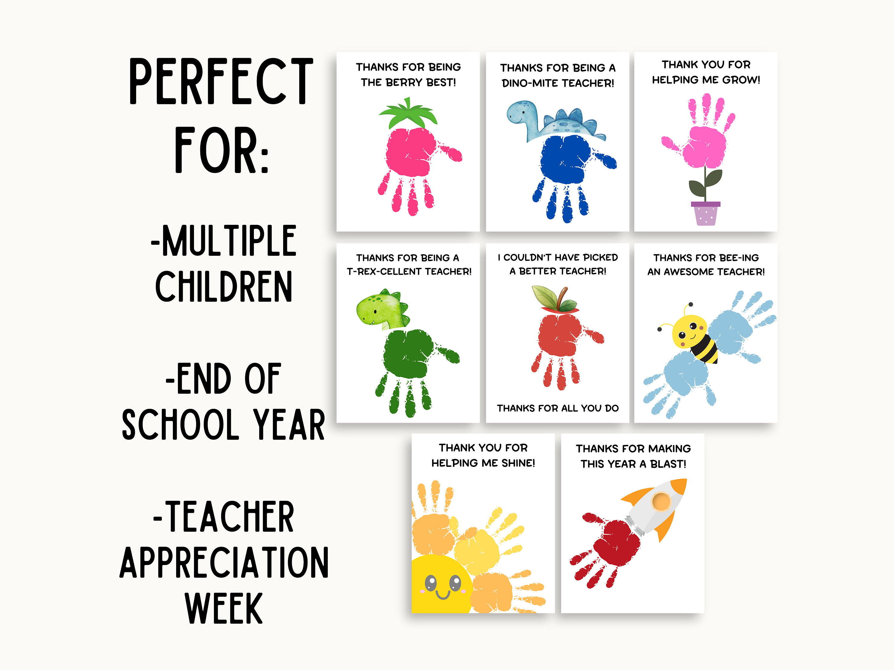 Teacher Appreciation Handprint Art Set, Personalized Gift (PDF) - Etsy