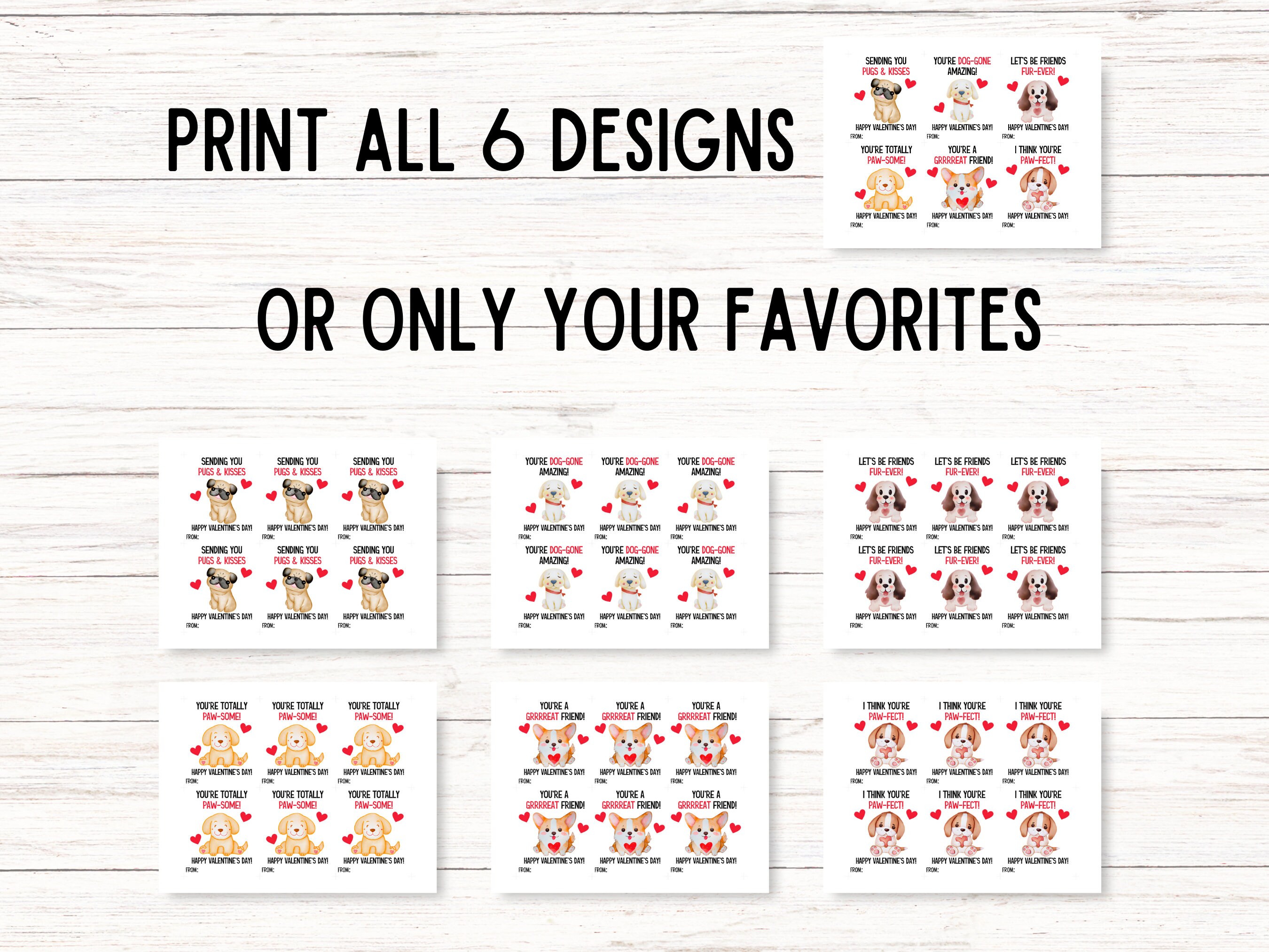 Editable Valentines Day Cards Dog, Puppy Valentine Cards, Printable Dog ...