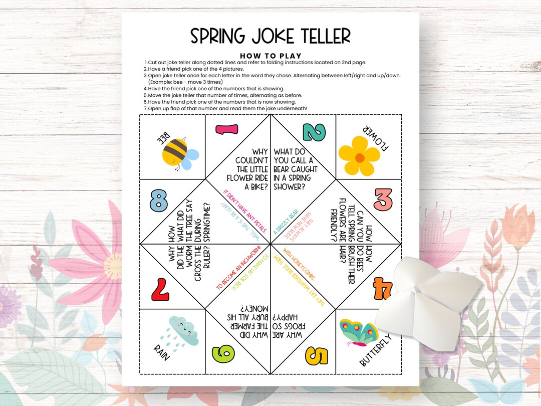 Spring Jokes for Kids, Cootie Catcher, Paper Fortune Teller, Printable ...