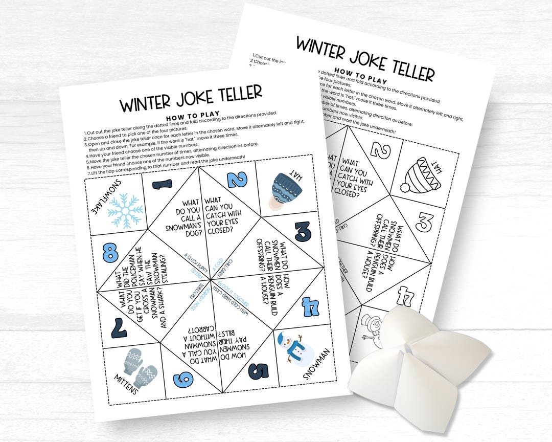 Winter Jokes Cootie Catcher: Printable Fortune Teller Game (PDF) - Etsy