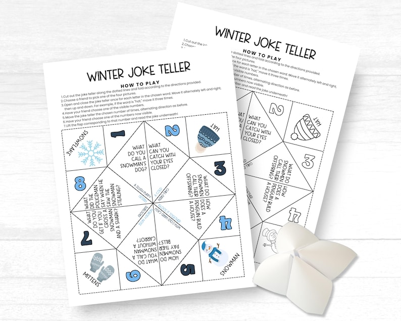 Winter Jokes Cootie Catcher: Printable Fortune Teller Game (PDF) - Etsy