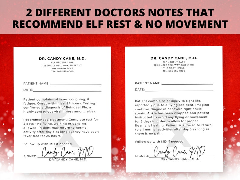 Elf Sick Note Editable Elf Injury & Recovery Letter Doctors - Etsy