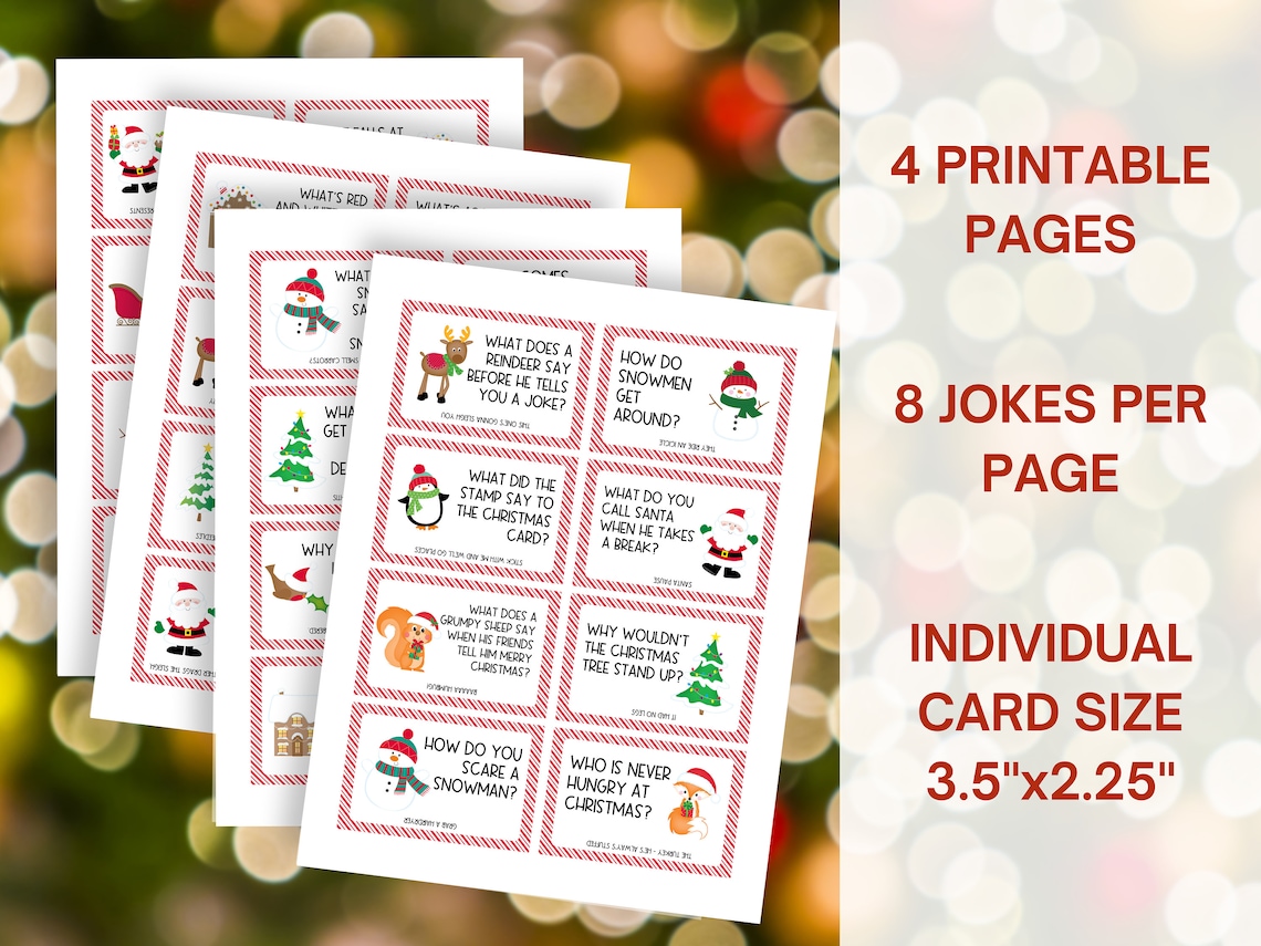 Christmas Jokes for Kids Printable Lunchbox Jokes Advent - Etsy