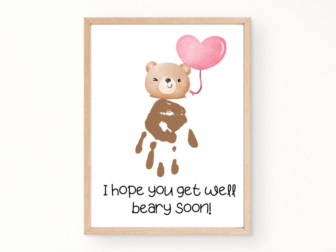 Printable Get Well Soon Handprint Card, Get Well Gift From Kids ...