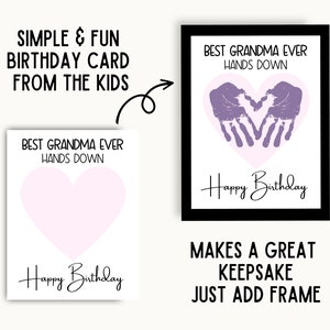 Grandma Handprint Birthday Card, Happy Birthday Grandma Card Toddler ...