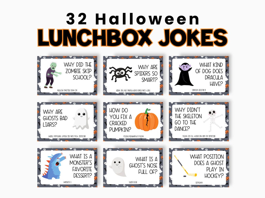 Halloween Joke Cards: Kids Lunchbox Notes (printable PDF) - Etsy