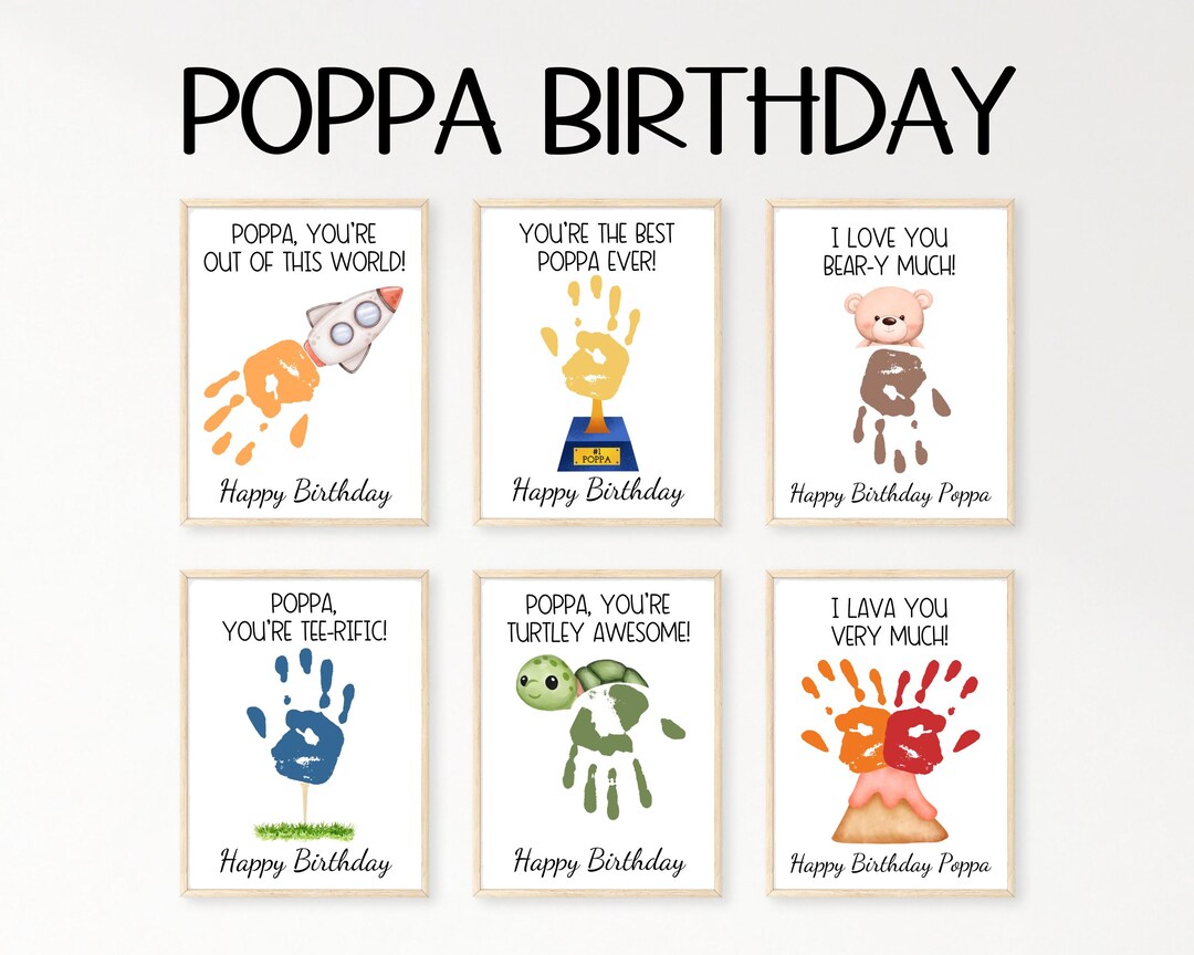 Poppa Handprint Birthday Card Printable, Poppa Gifts From Grandkids ...