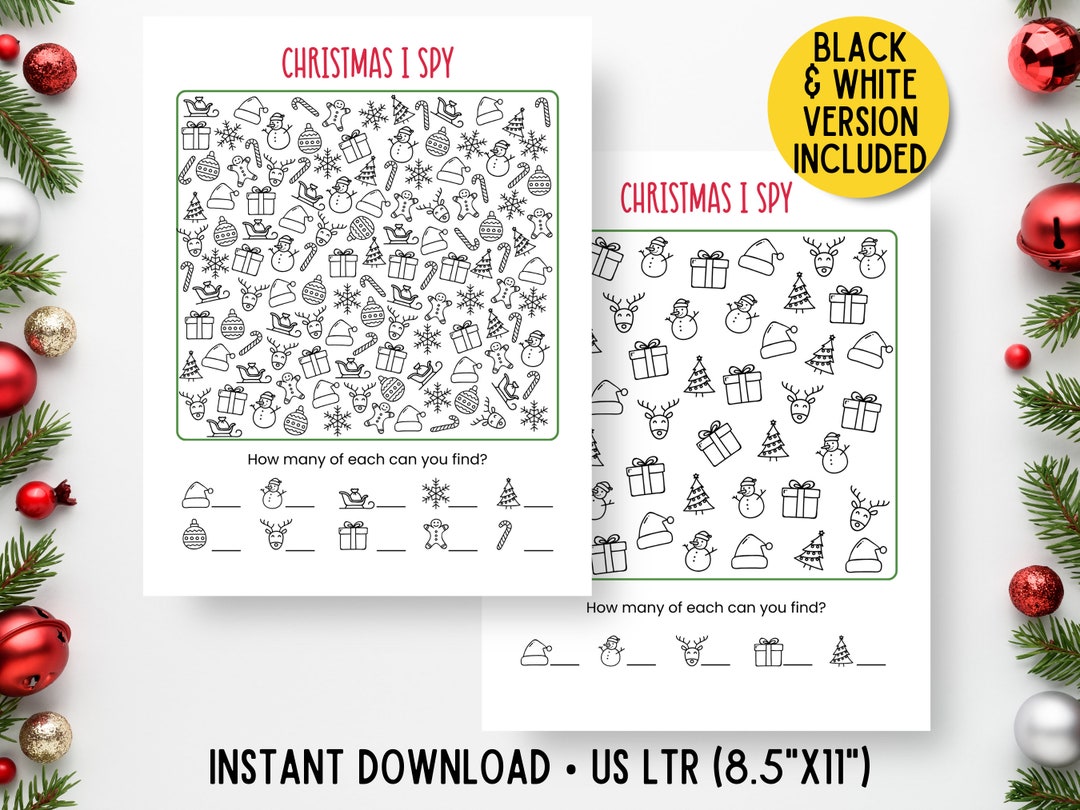 Christmas I Spy Game, Printable Christmas Games for Kids, Holiday Party ...