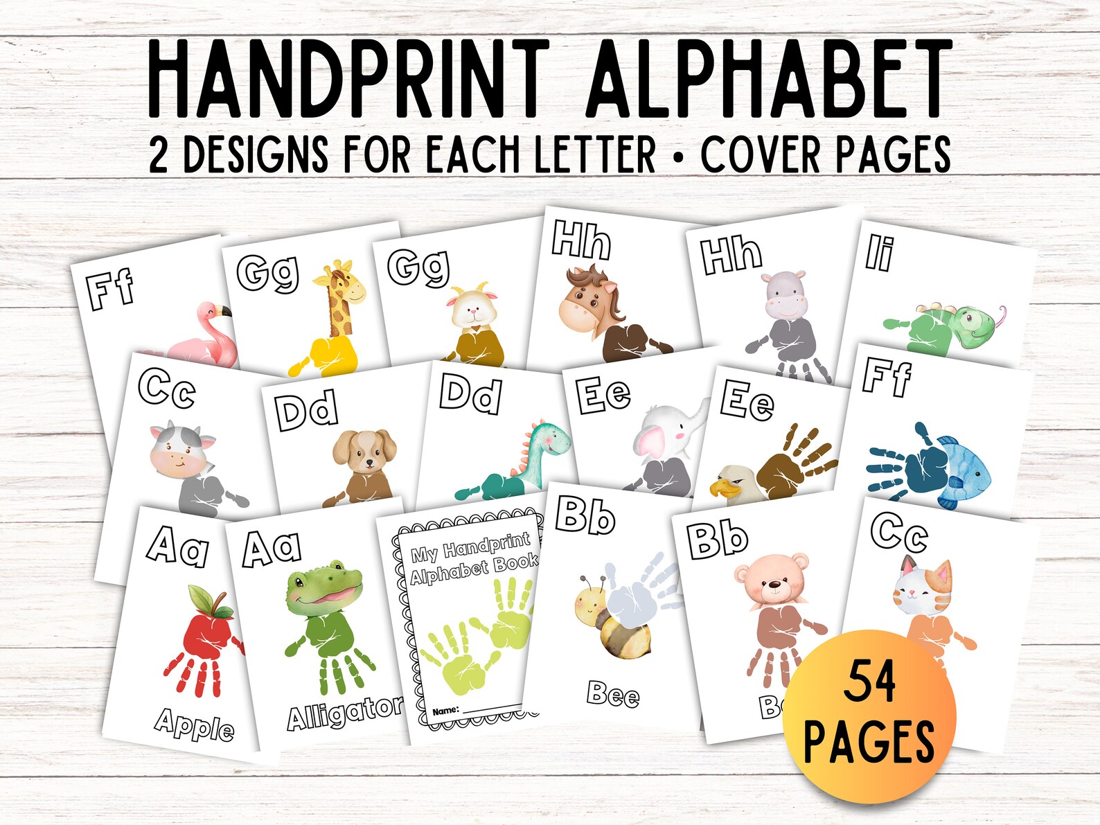 Alphabet Handprint Book, Kids Handprint Art Printable, ABC Handprint ...