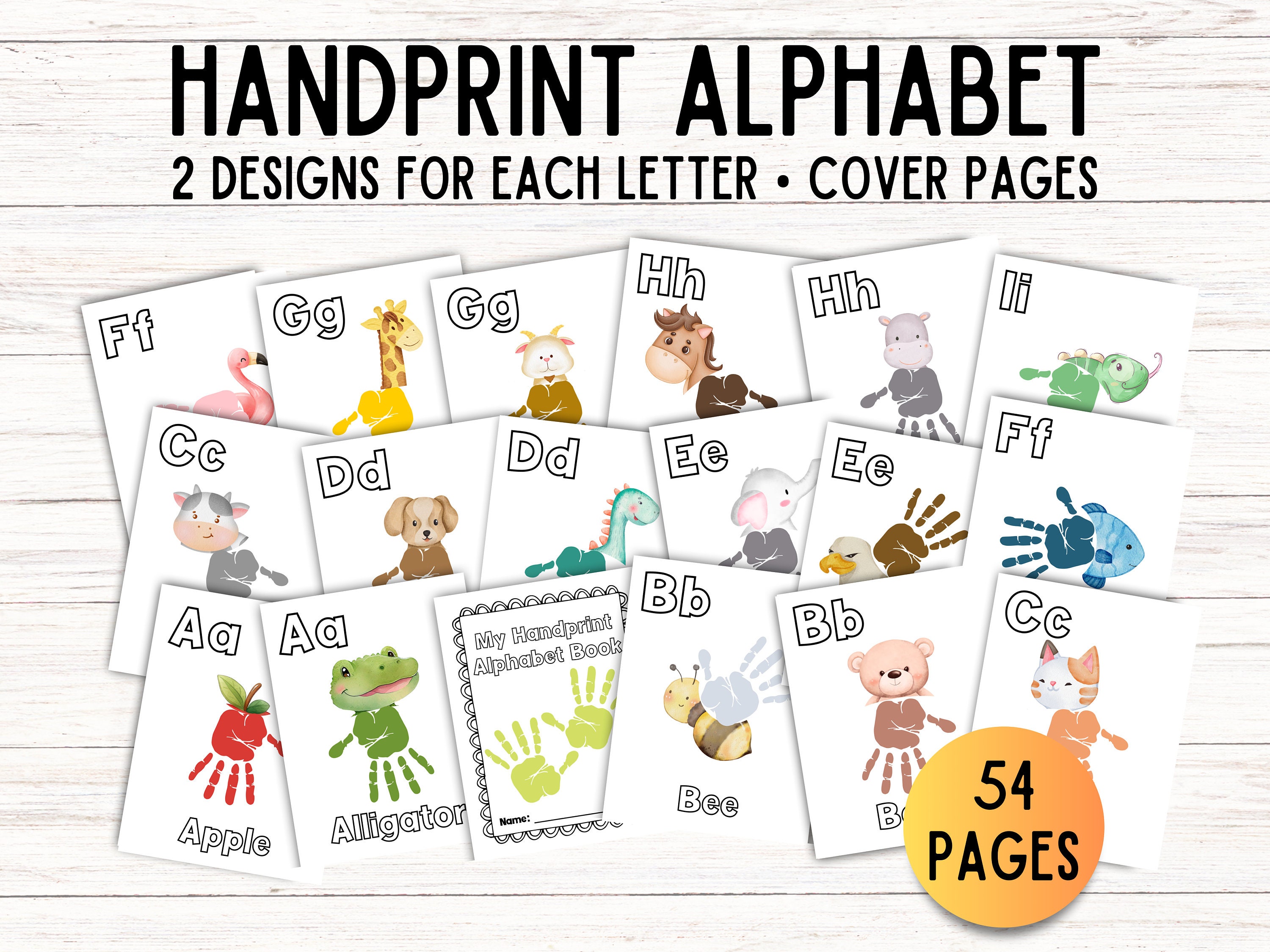Alphabet Handprint Book, Kids Handprint Art Printable, ABC Handprint ...