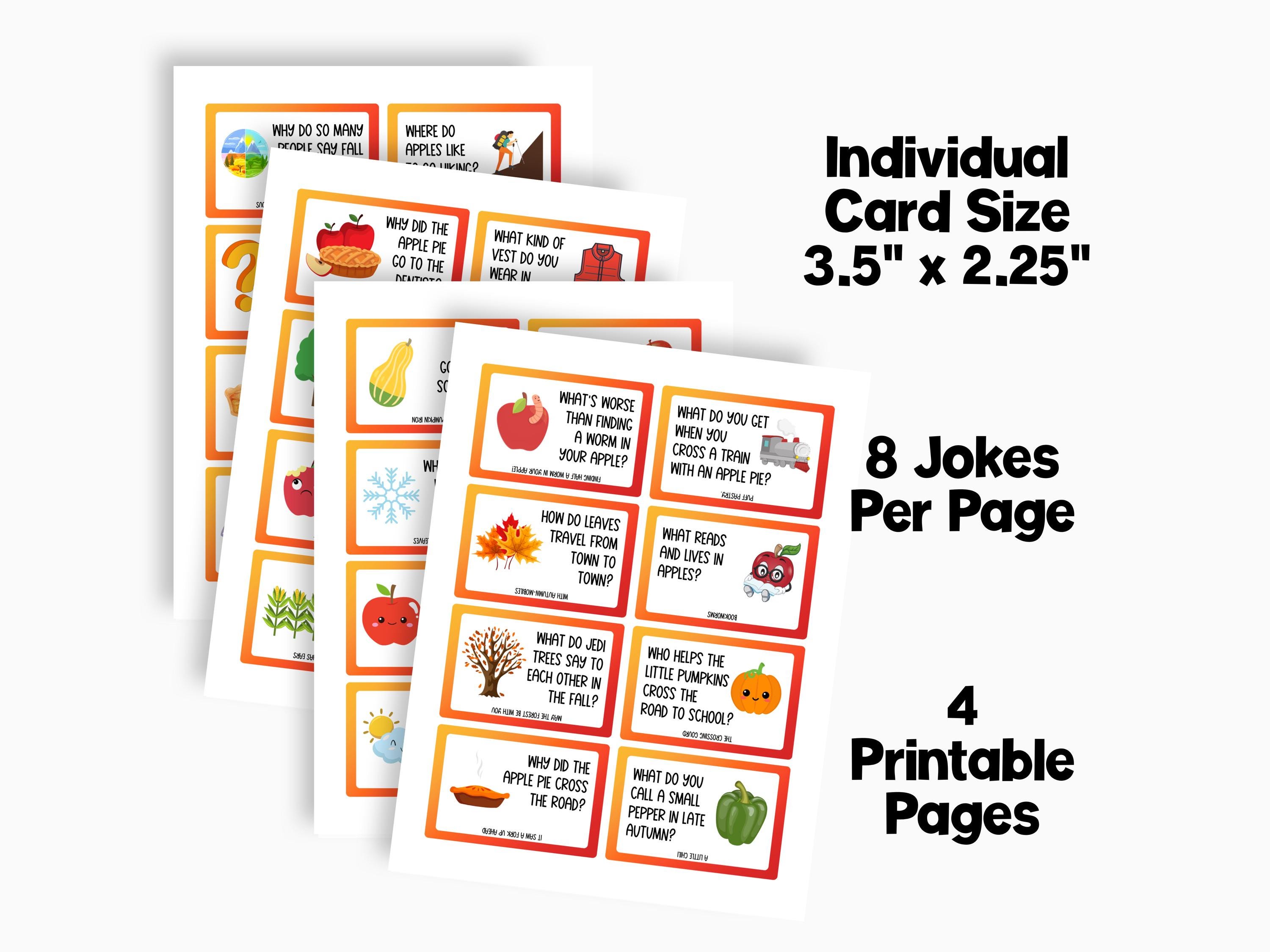 Fall Lunch Box Notes: 32 Kids' Jokes, Printable Cards (PDF) - Etsy