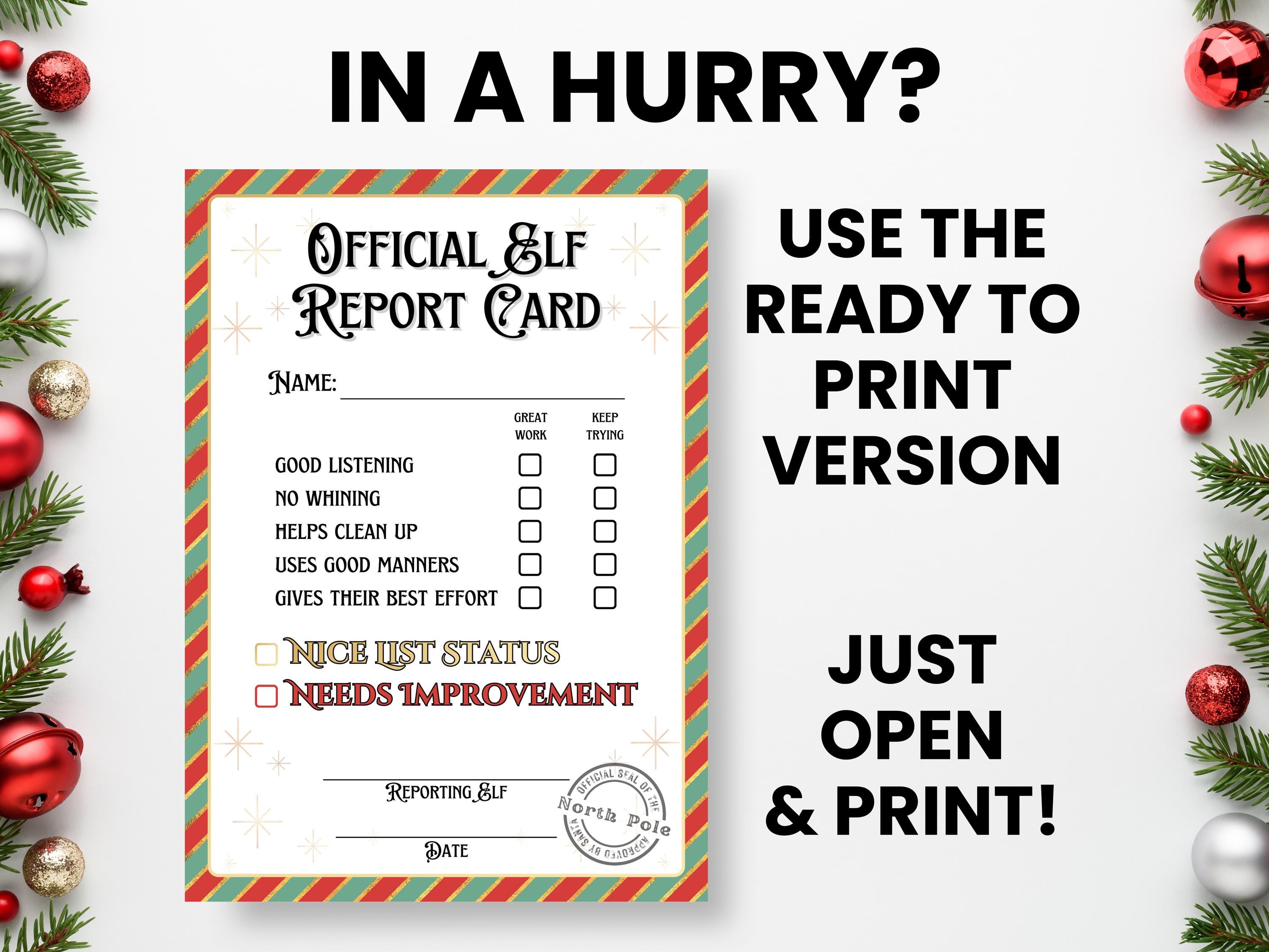 Editable Elf Report Card, Official Elf Report Card Printable, Elf ...