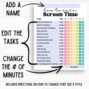 How to Earn Screen Time, Screen Time Bucks, Editable Screen Time ...