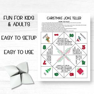 Christmas Jokes for Kids Cootie Catcher, Paper Fortune Teller Printable ...