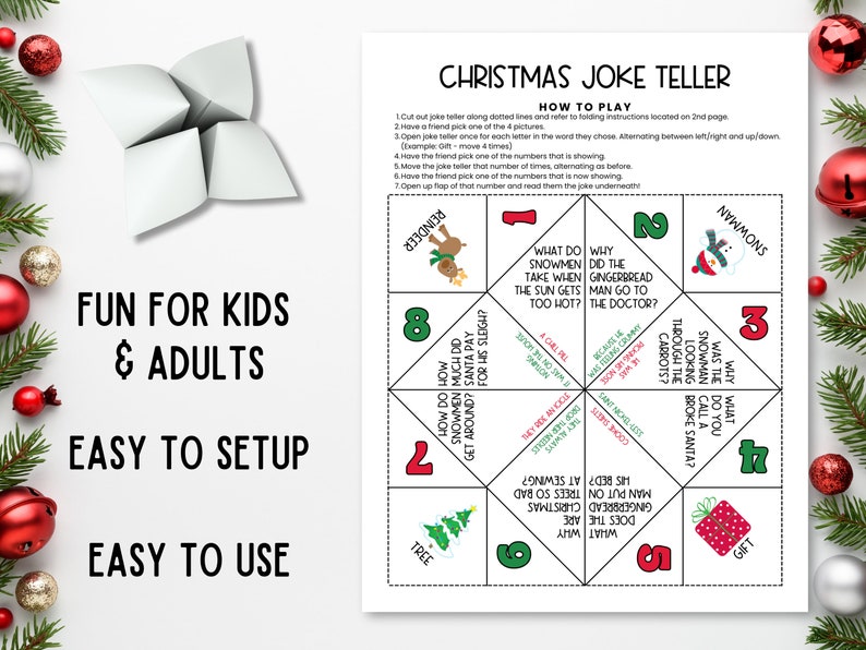Christmas Cootie Catcher, Christmas Jokes for Kids, Printable Christmas ...