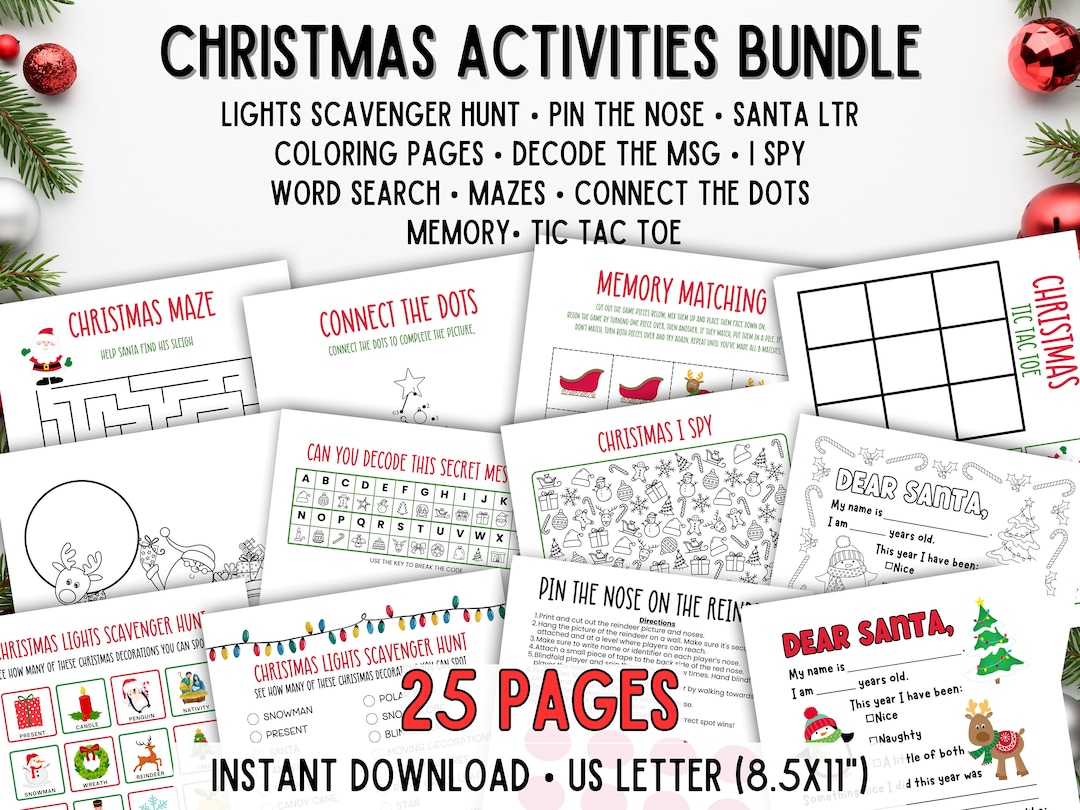 Printable Christmas Activities for Kids, Christmas Activity Sheets ...