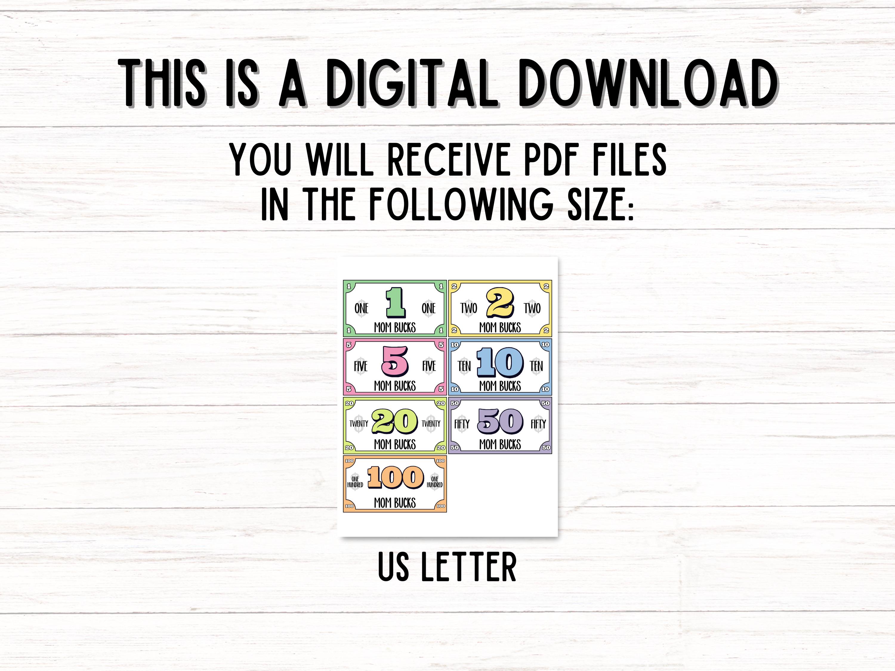 Editable Kids Reward Bucks: Printable Play Money (PDF) - Etsy