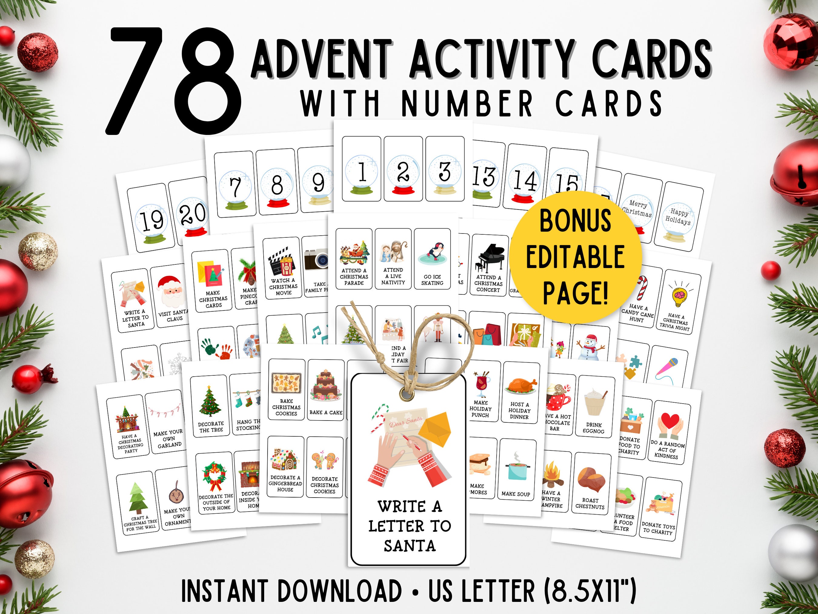 Printable Advent Activity Cards Christmas Countdown - Etsy