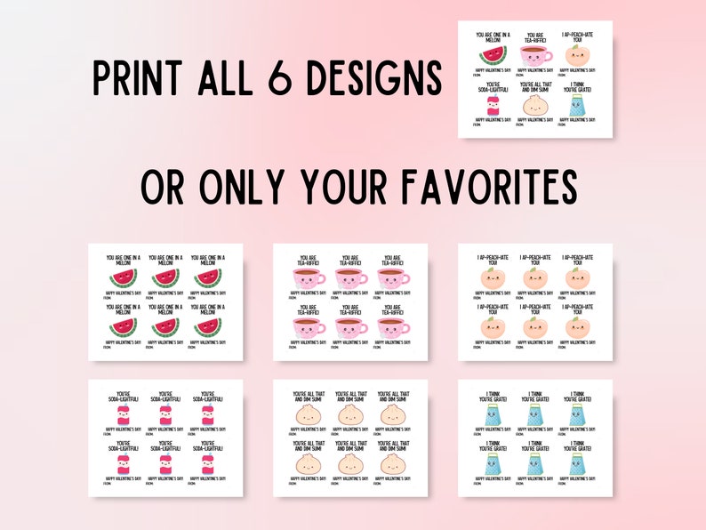 Printable Food Valentines, Food Pun Valentine Cards for Classroom ...