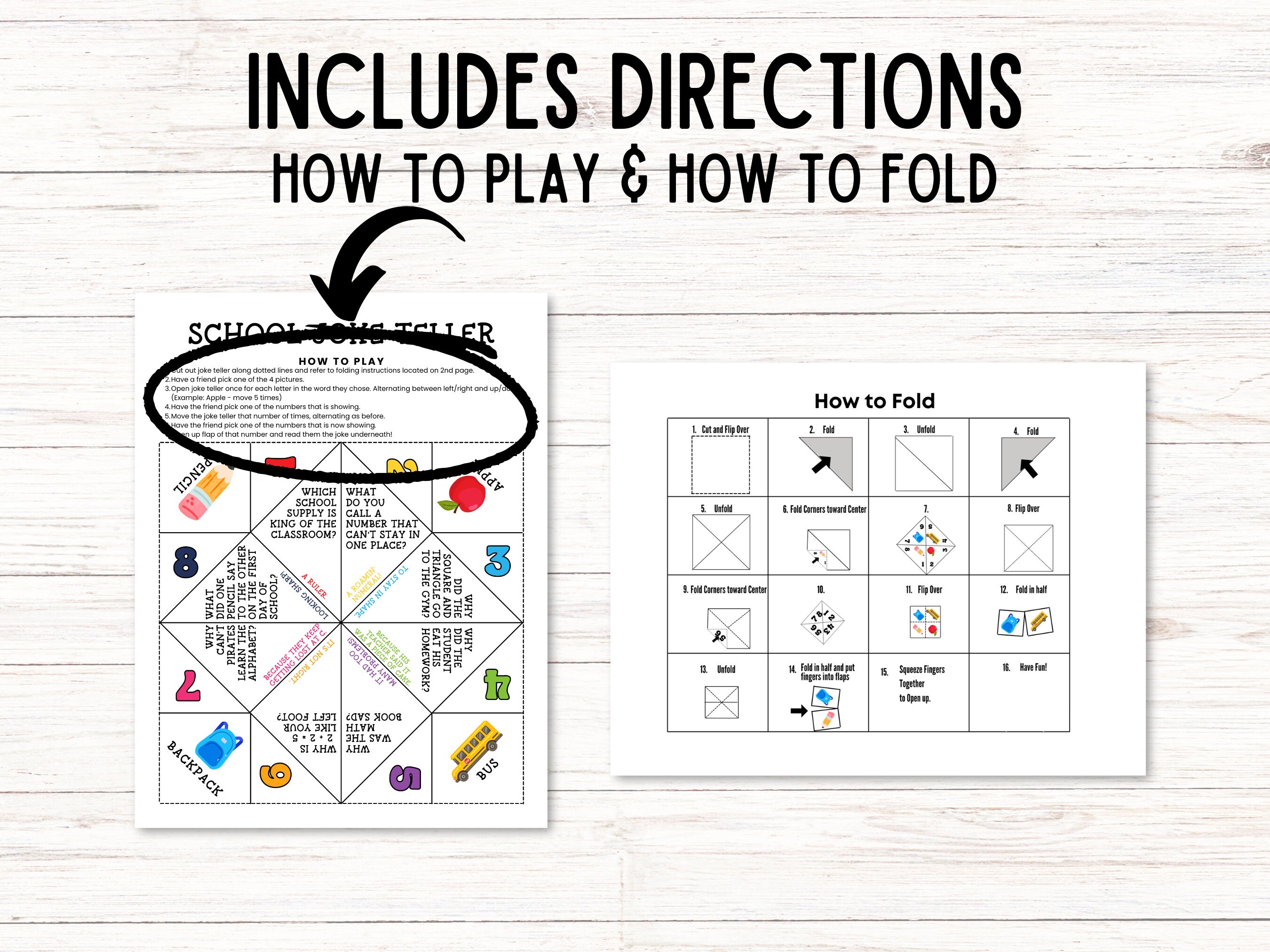 Back to School Jokes Printable Games for Kids, Paper Fortune Teller ...