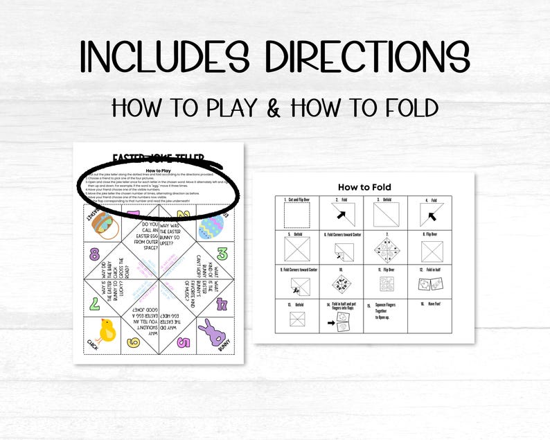 Easter Joke Teller Printable: Kids' Fortune Teller Game (PDF) - Etsy