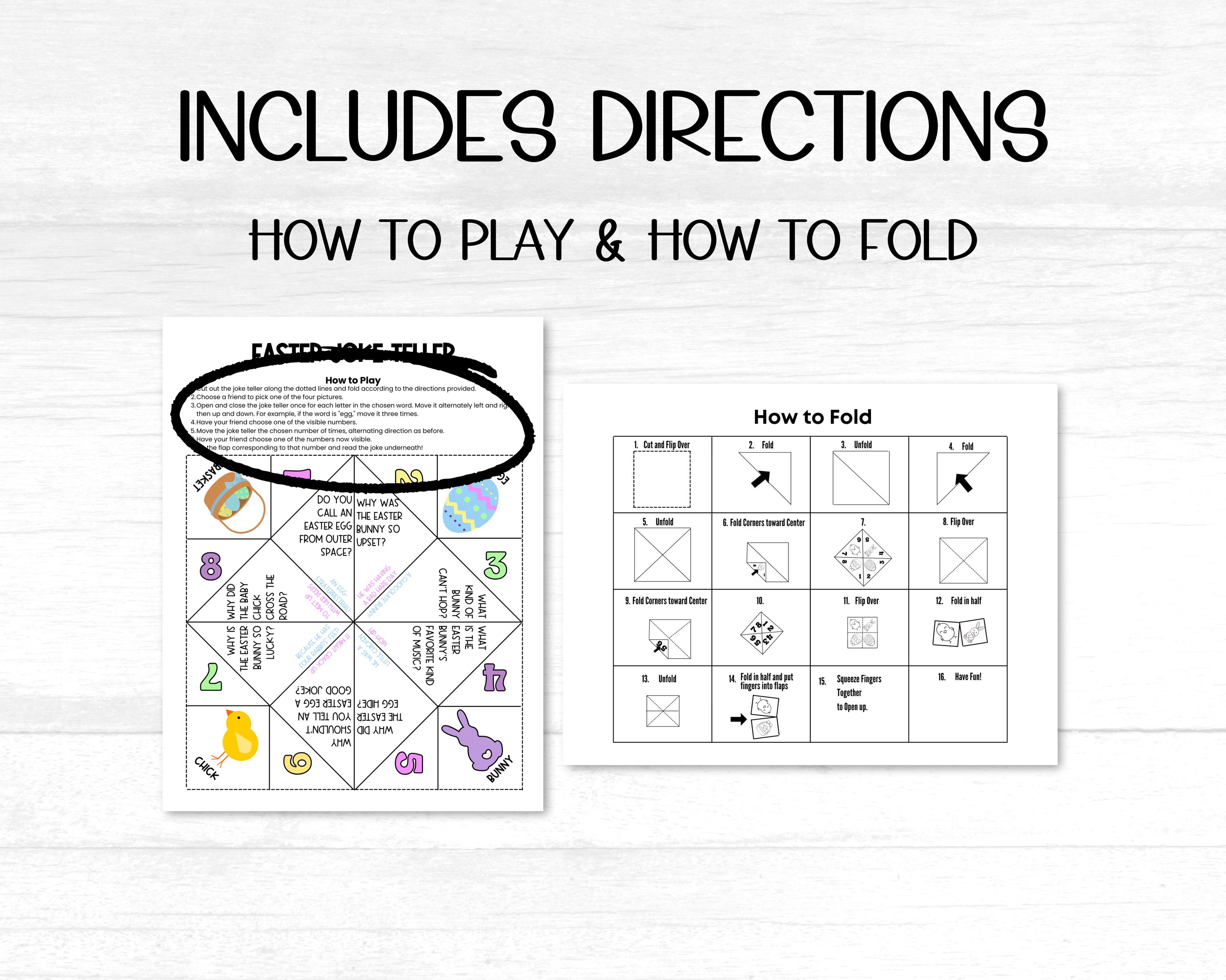 Easter Joke Teller Printable: Kids' Fortune Teller Game (PDF) - Etsy