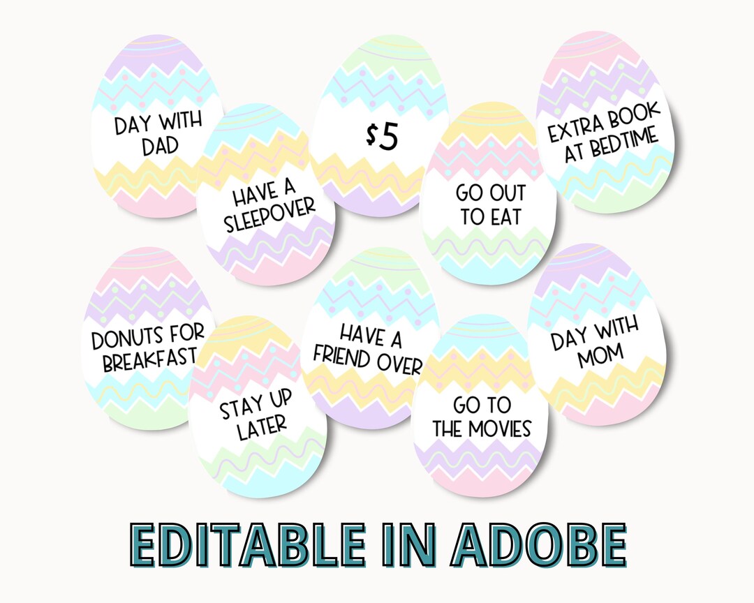 Editable Easter Egg Reward Coupons: Printable Easter Hunt Tokens (PDF ...