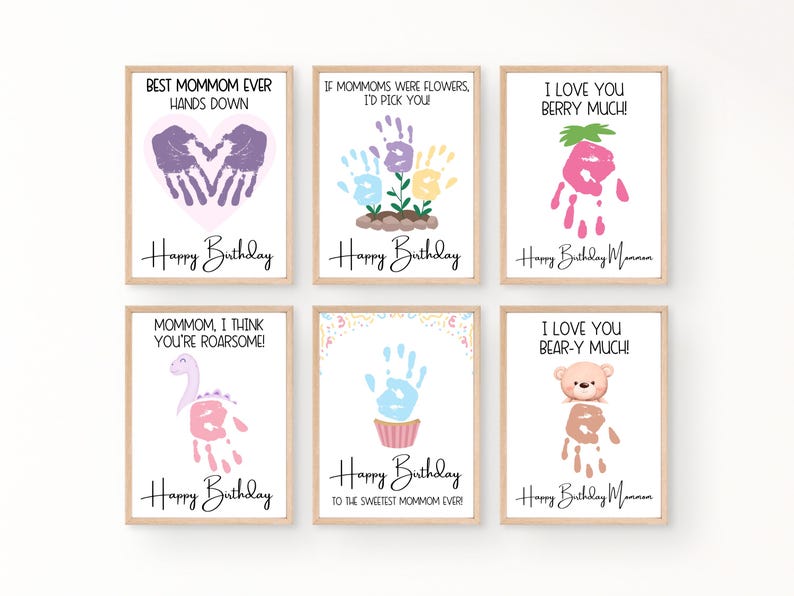 Mommom Handprint Birthday Card, Happy Birthday Mommom Card Toddler ...
