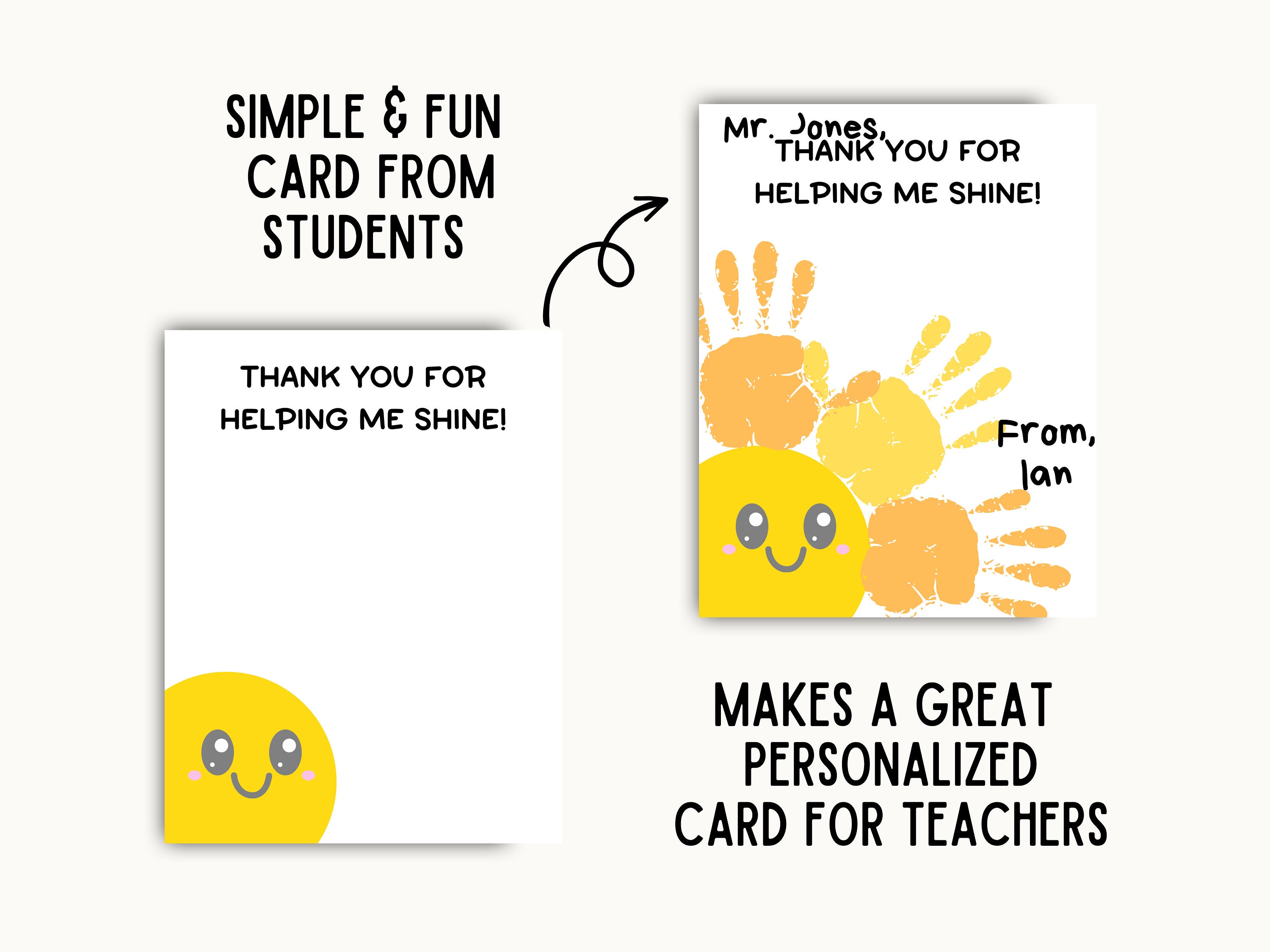 Teacher Appreciation Handprint Art Set, Personalized Gift (PDF) - Etsy