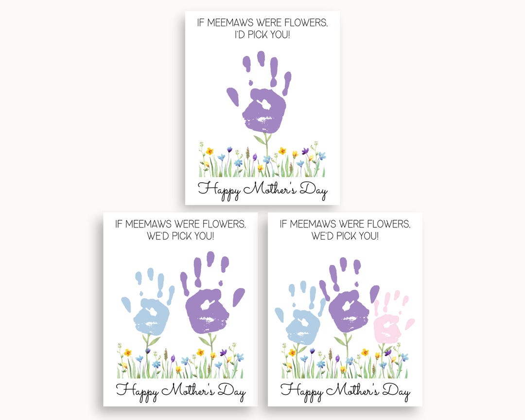 Meemaw Mothers Day Handprint Card, If Meemaws Were Flowers, Meemaw Gift ...