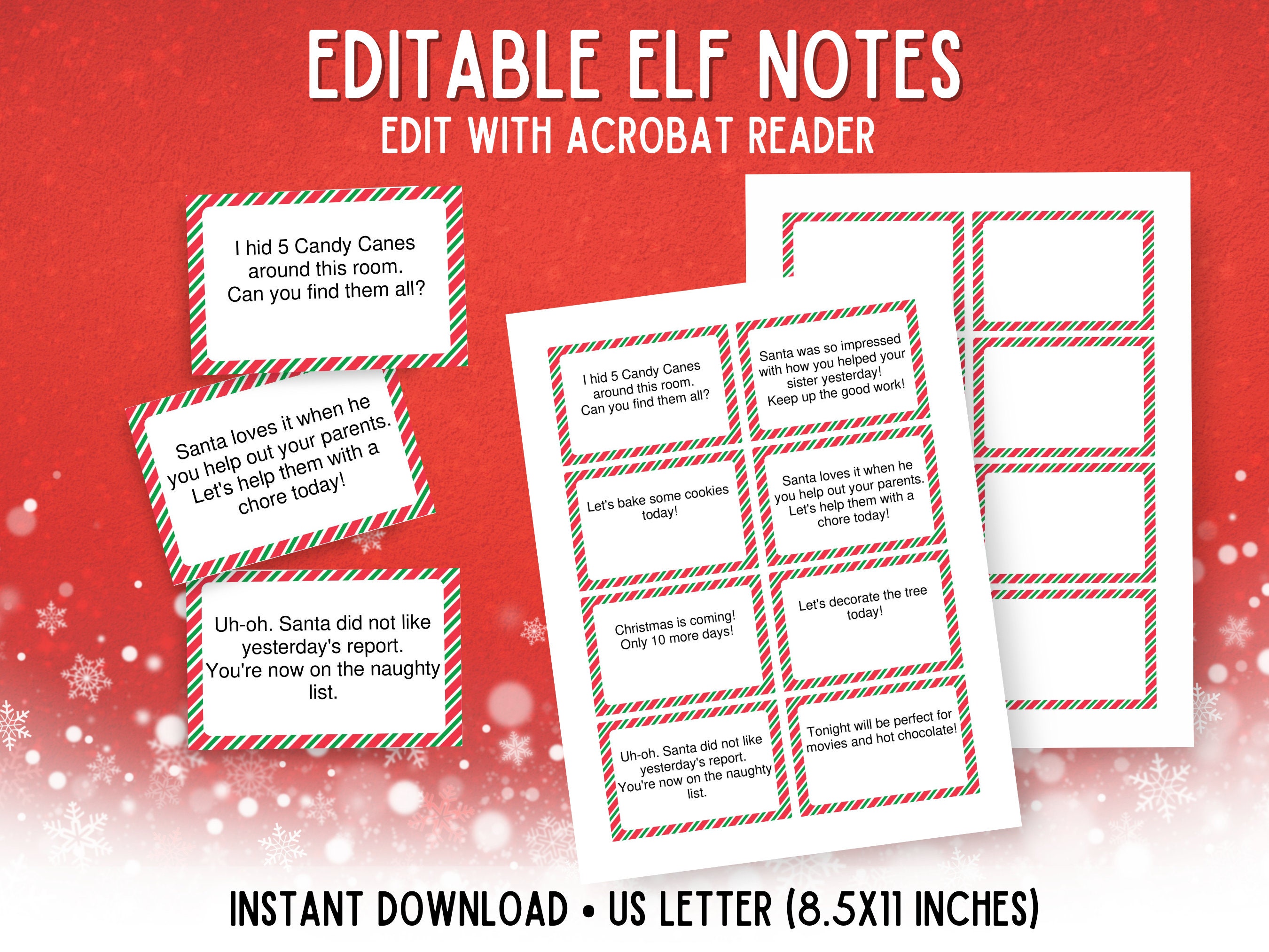 Editable Elf Note Cards Printable Elf Note Template - Etsy