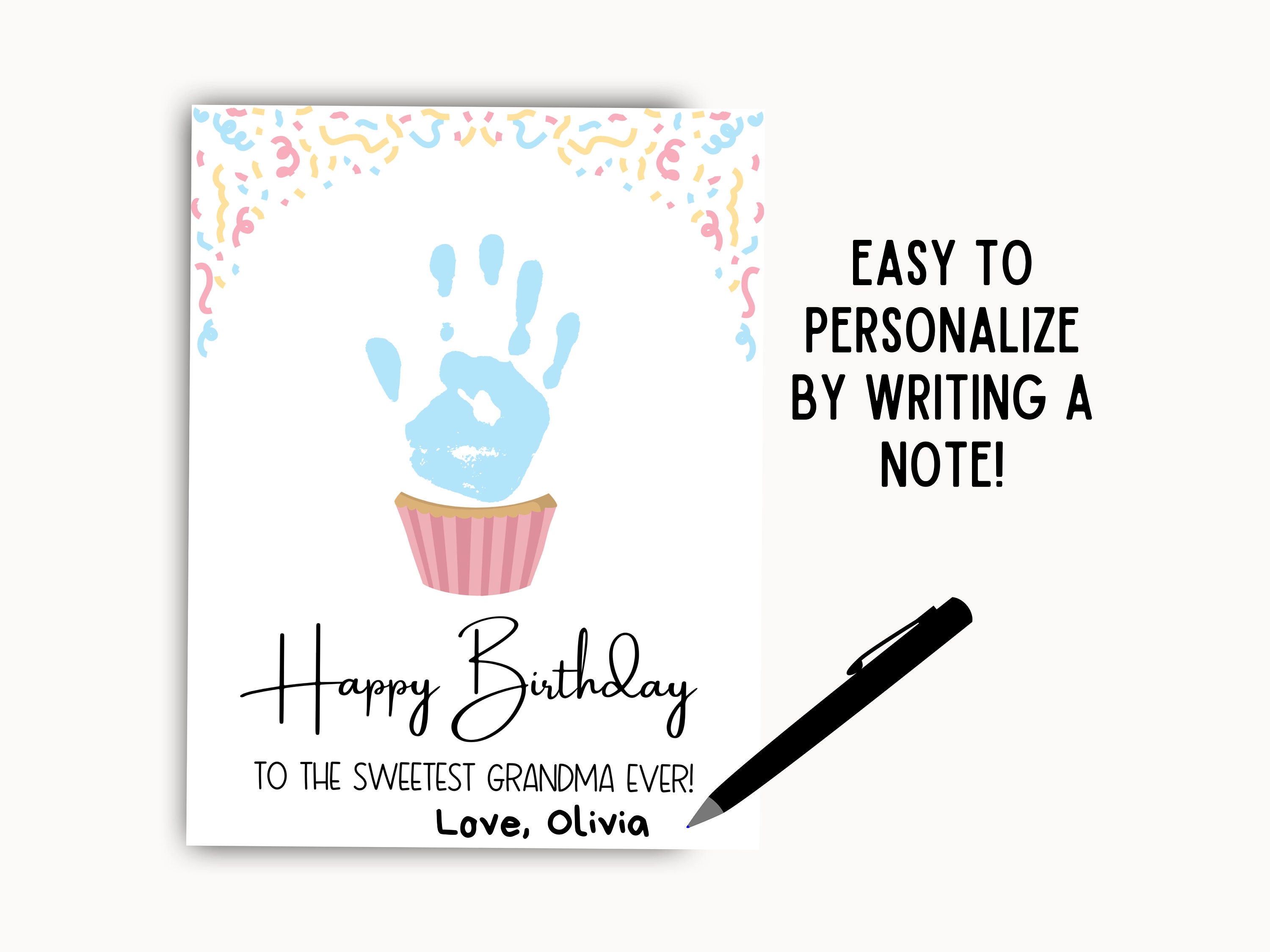 Happy Birthday Handprint Card From Grandkids, Handprint Art Grandma ...