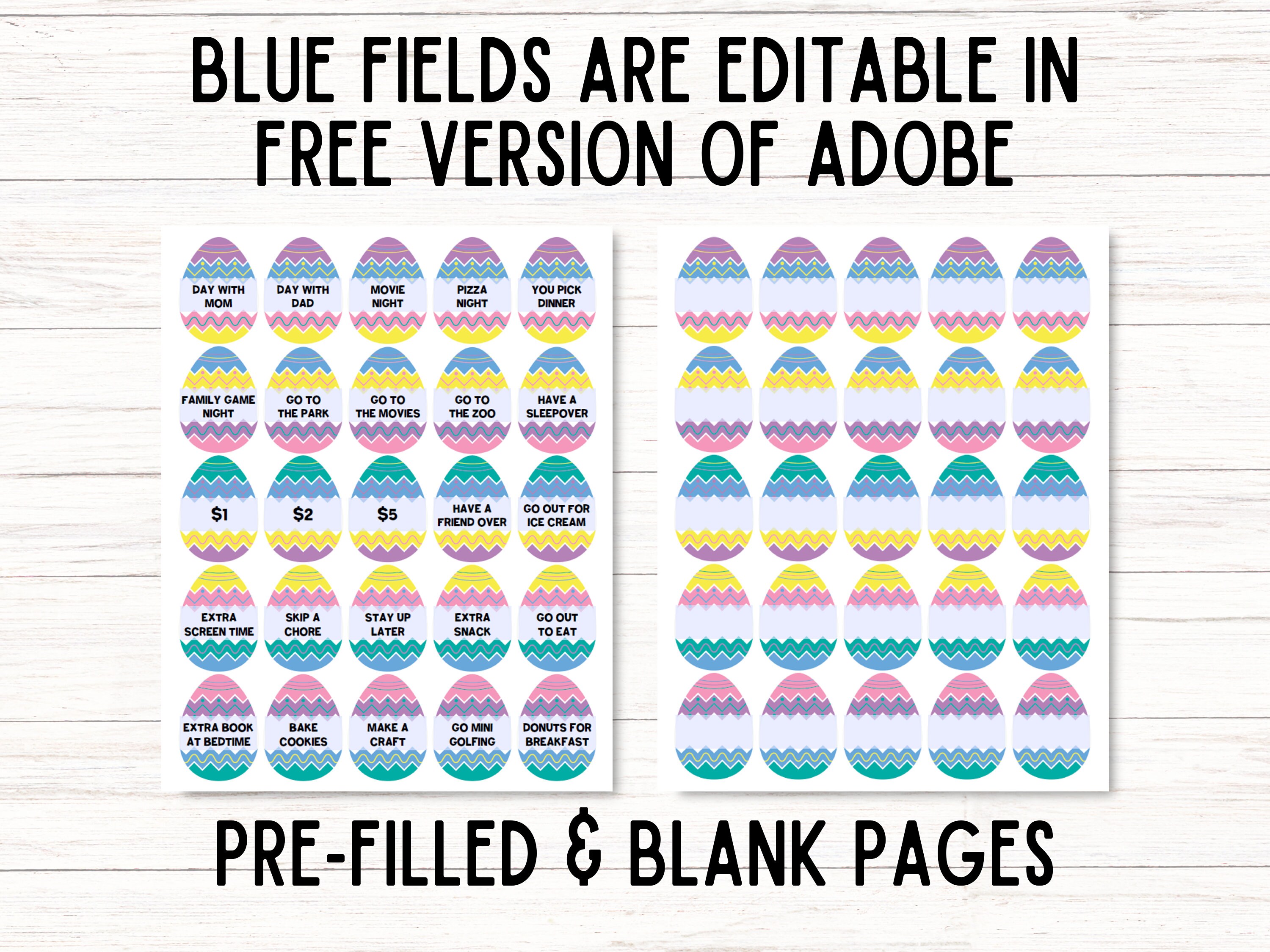 Printable Easter Egg Hunt Tokens, Editable Easter Egg Coupon, Easter ...