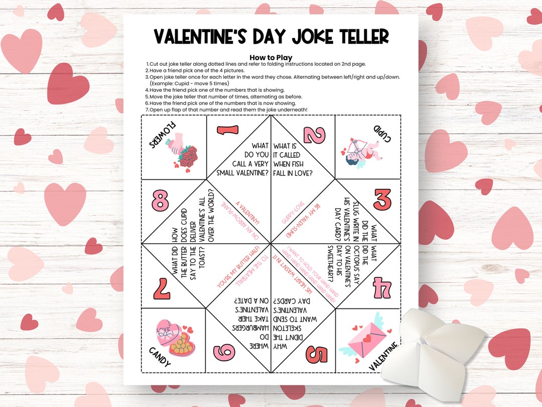 Valentine Cootie Catcher Printable, Valentines Joke Teller, Jokes for ...