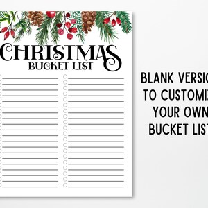 Printable Christmas Bucket List for Kids Holiday Bucket List - Etsy