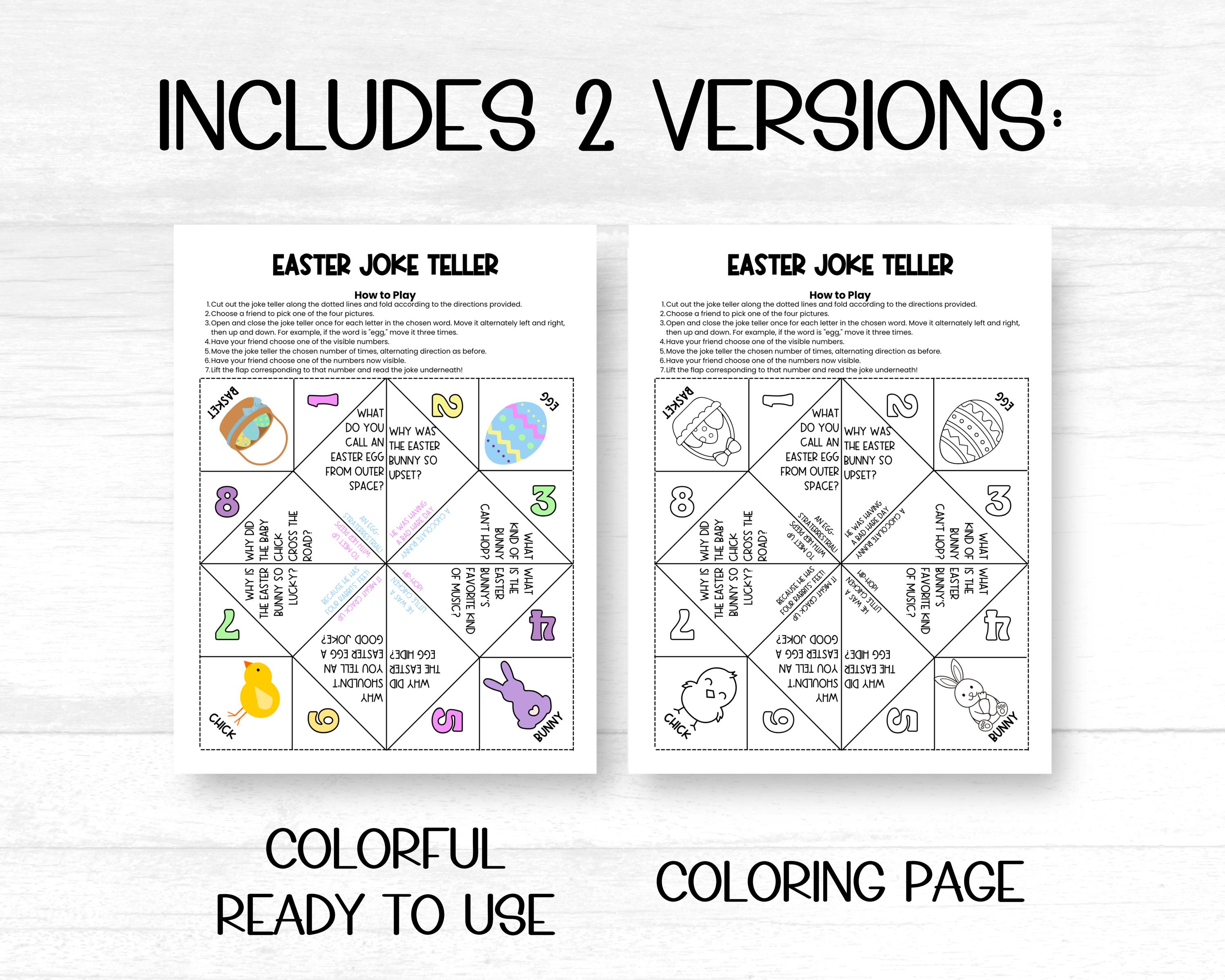 Easter Joke Teller Printable: Kids' Fortune Teller Game (PDF) - Etsy