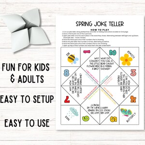 Spring Jokes for Kids, Cootie Catcher, Paper Fortune Teller, Printable ...
