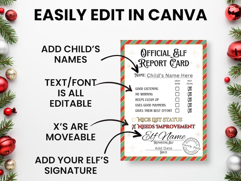 Editable Elf Report Card, Official Elf Report Card Printable, Elf ...