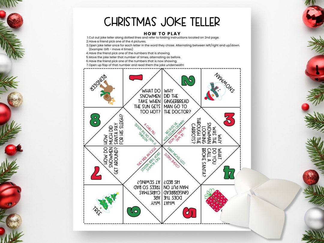 Christmas Cootie Catcher, Christmas Jokes for Kids, Printable Christmas ...