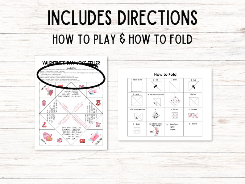 Valentine Cootie Catcher Printable, Valentines Joke Teller, Jokes for ...