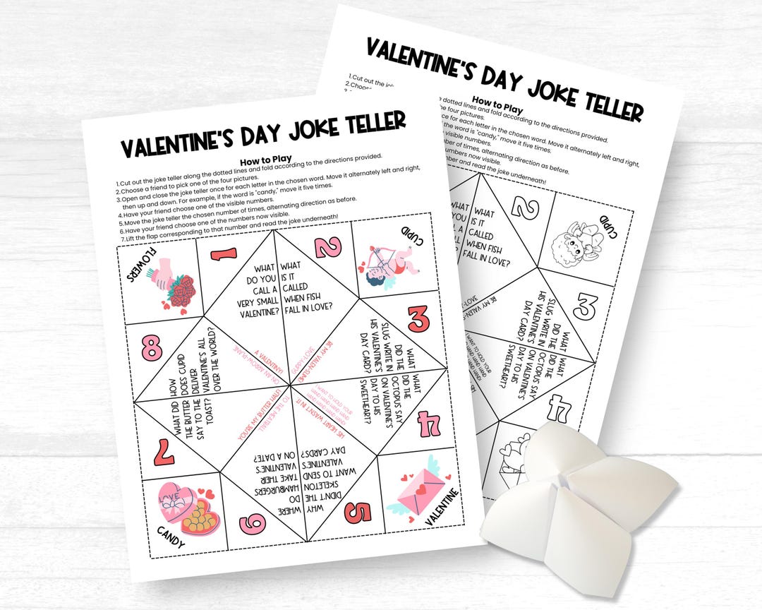 Valentine Cootie Catcher Printable, Valentines Joke Teller, Jokes for ...